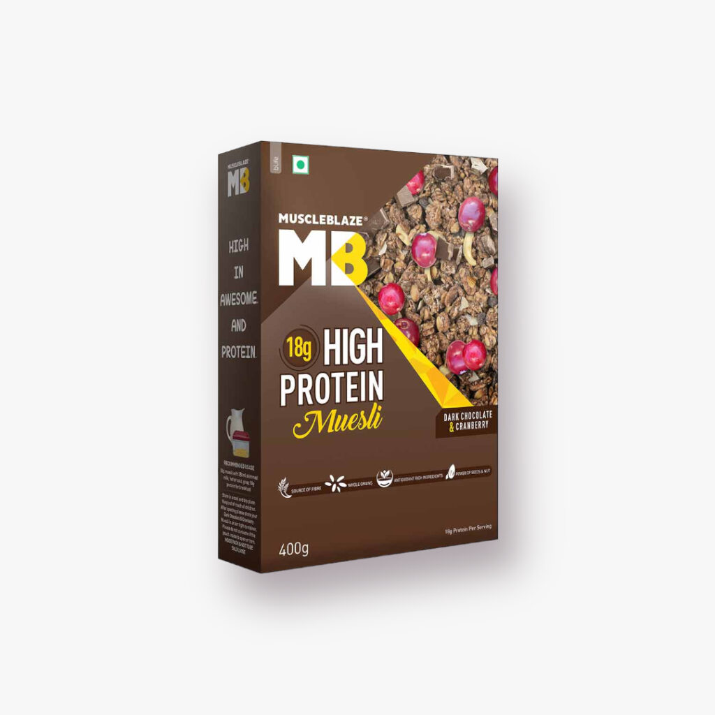 Buy MuscleBlaze High Protein Muesli Chocolate Cranberry 400gm - Ayurhub